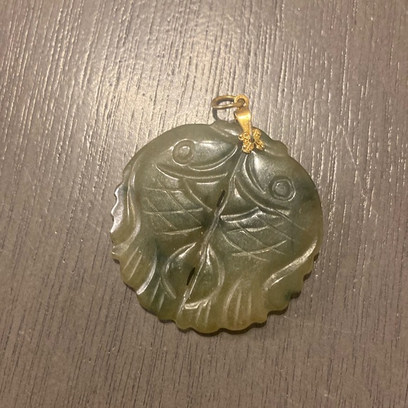 Vintage | Jewelry | Vintage Carved Jade Double Fish Pendant | Poshmark